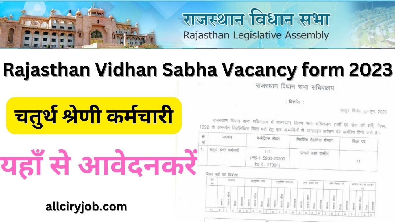 Rajasthan Vidhan Sabha Vacancy Form 2023 - All City Job