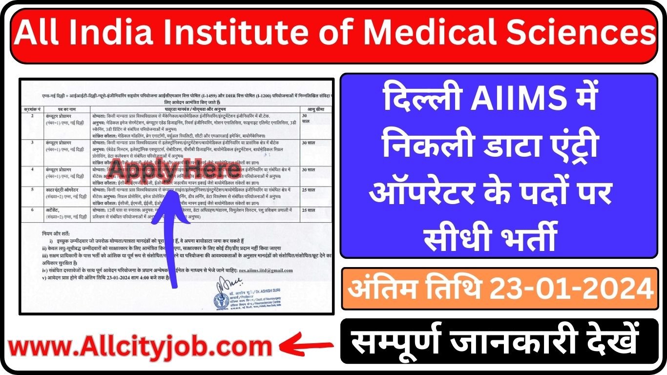 AIIMS New Delhi Recruitment 2024: दिल्ली AIIMS में निकली डाटा एंट्री ...